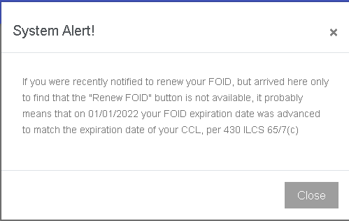Foid Renewal but without "Renew Foid" button active question ...